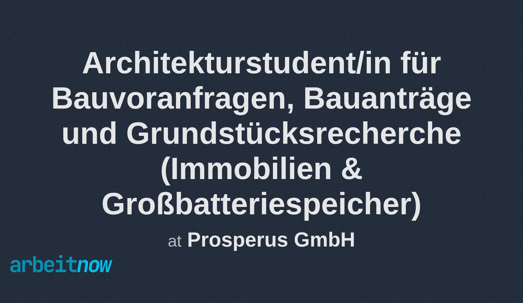 Architekturstudent/in für Bauvoranfragen, Bauanträge und ...