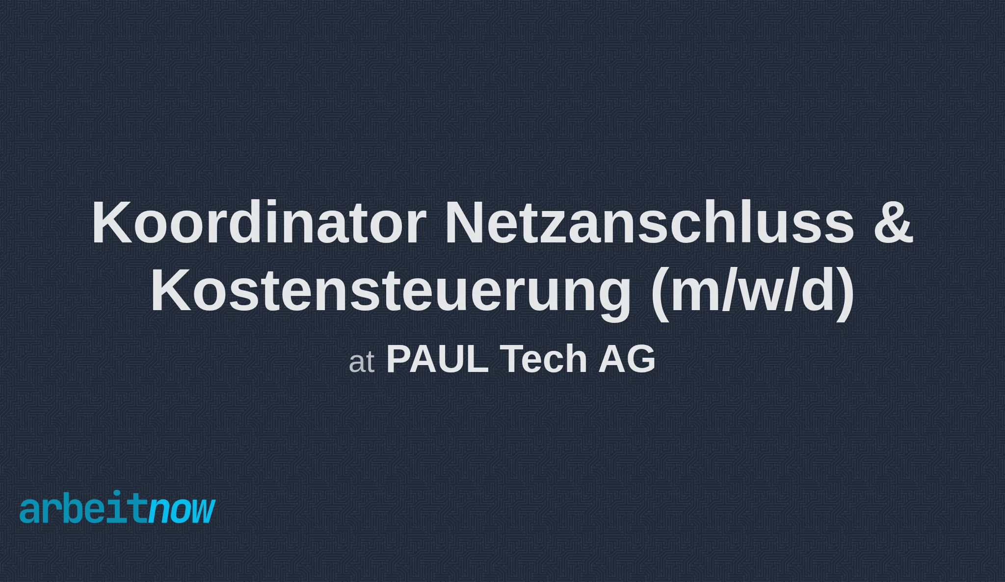 Koordinator Netzanschluss & Kostensteuerung (m/w/d) job at PAUL Tech AG ...