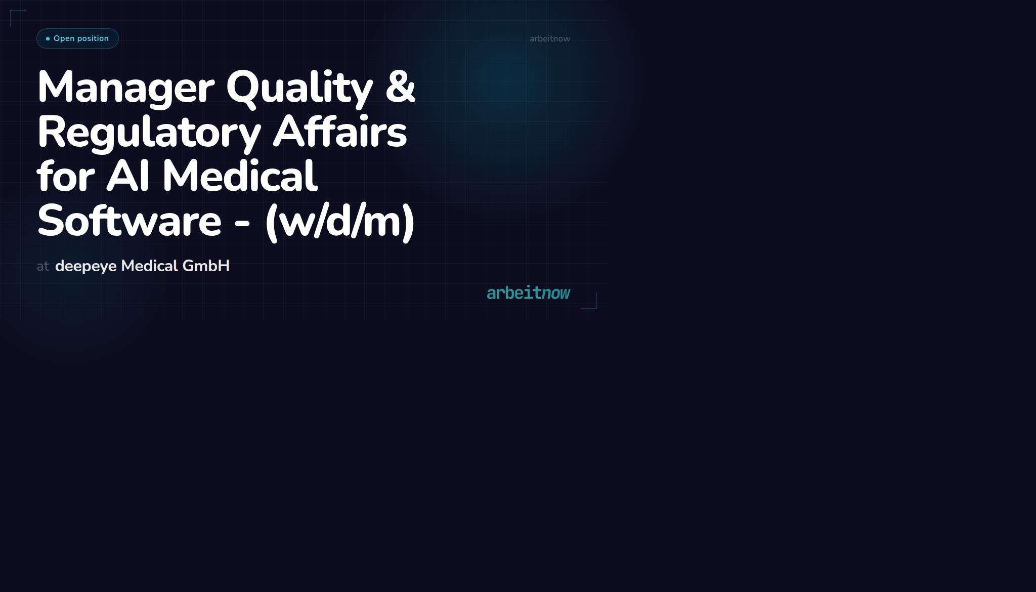 Manager Quality & Regulatory Affairs for AI Medical Software ...