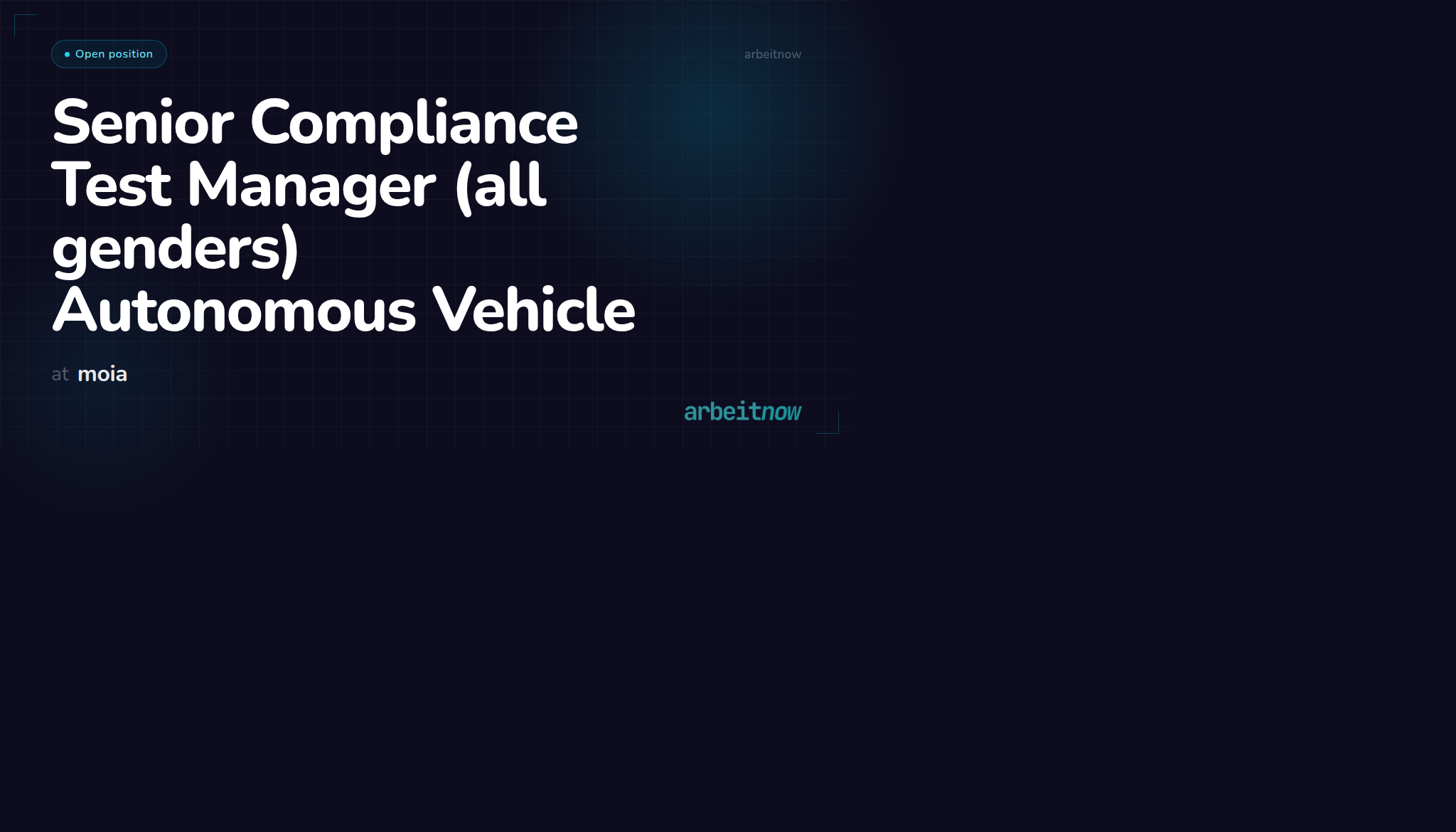 Senior Compliance Test Manager (all genders) Autonomous Vehicle – moia ...