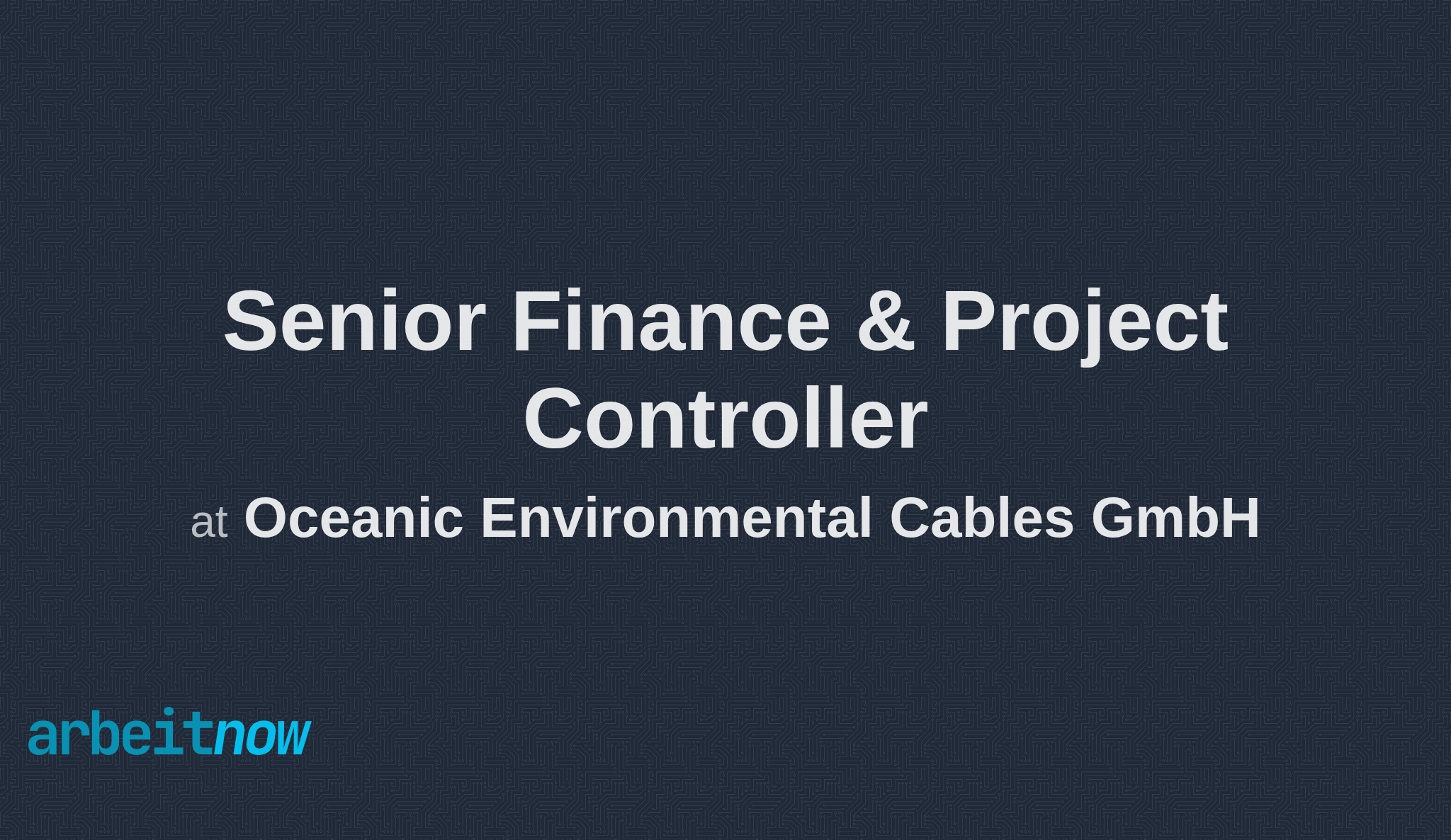 Senior Finance & Project Controller job at Oceanic Environmental Cables ...