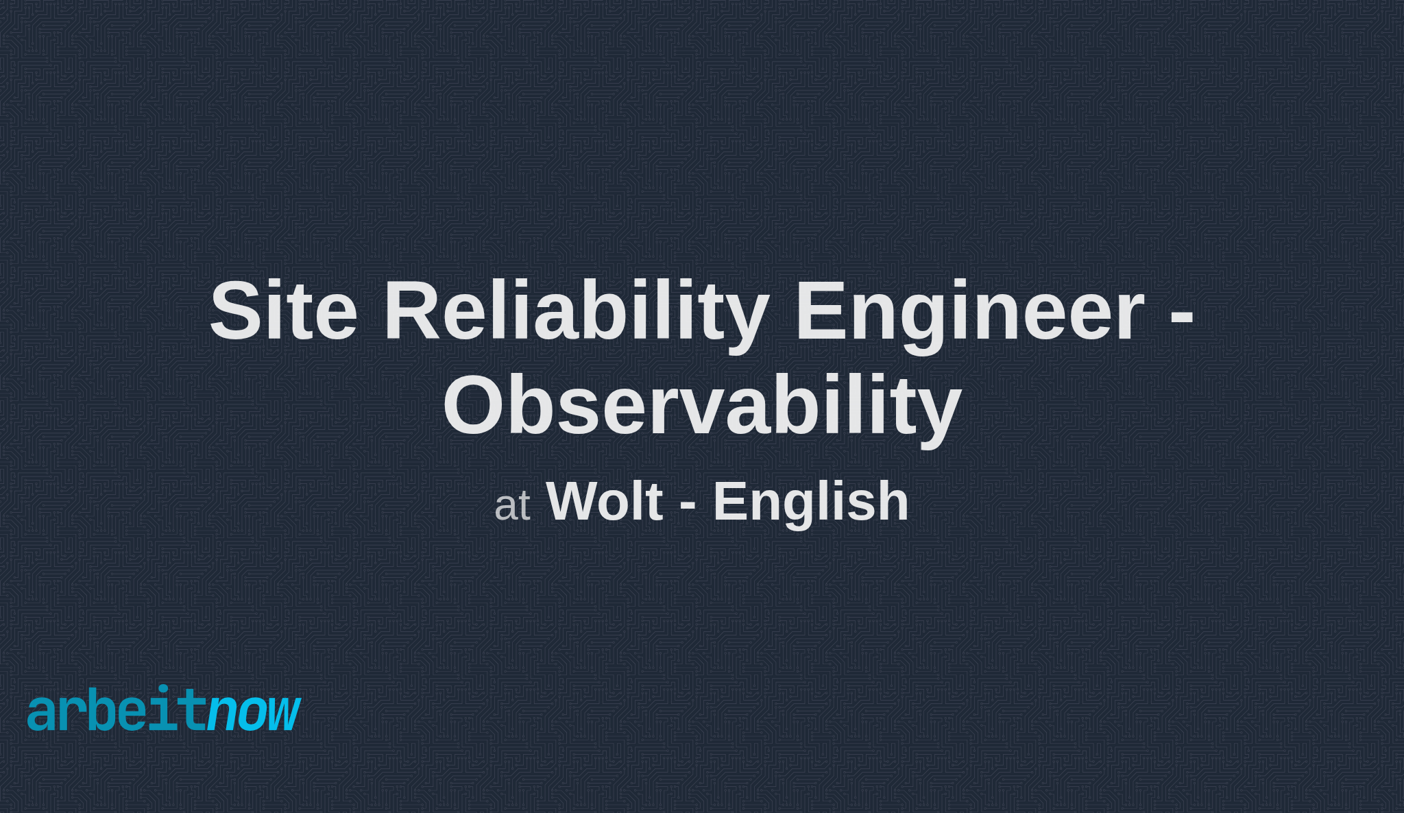 Site Reliability Engineer - Observability job at Wolt - English