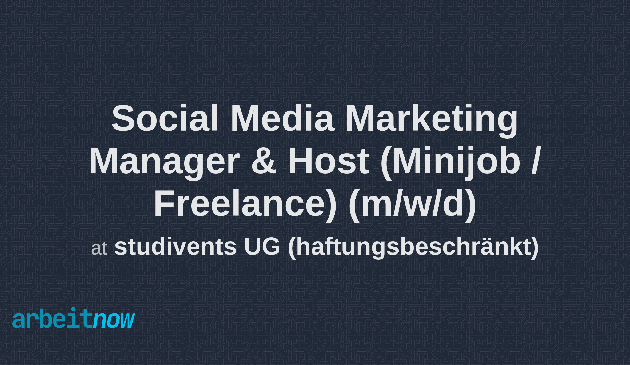 Social Media Marketing Manager & Host (Minijob / Freelance) (m/w/d) job ...