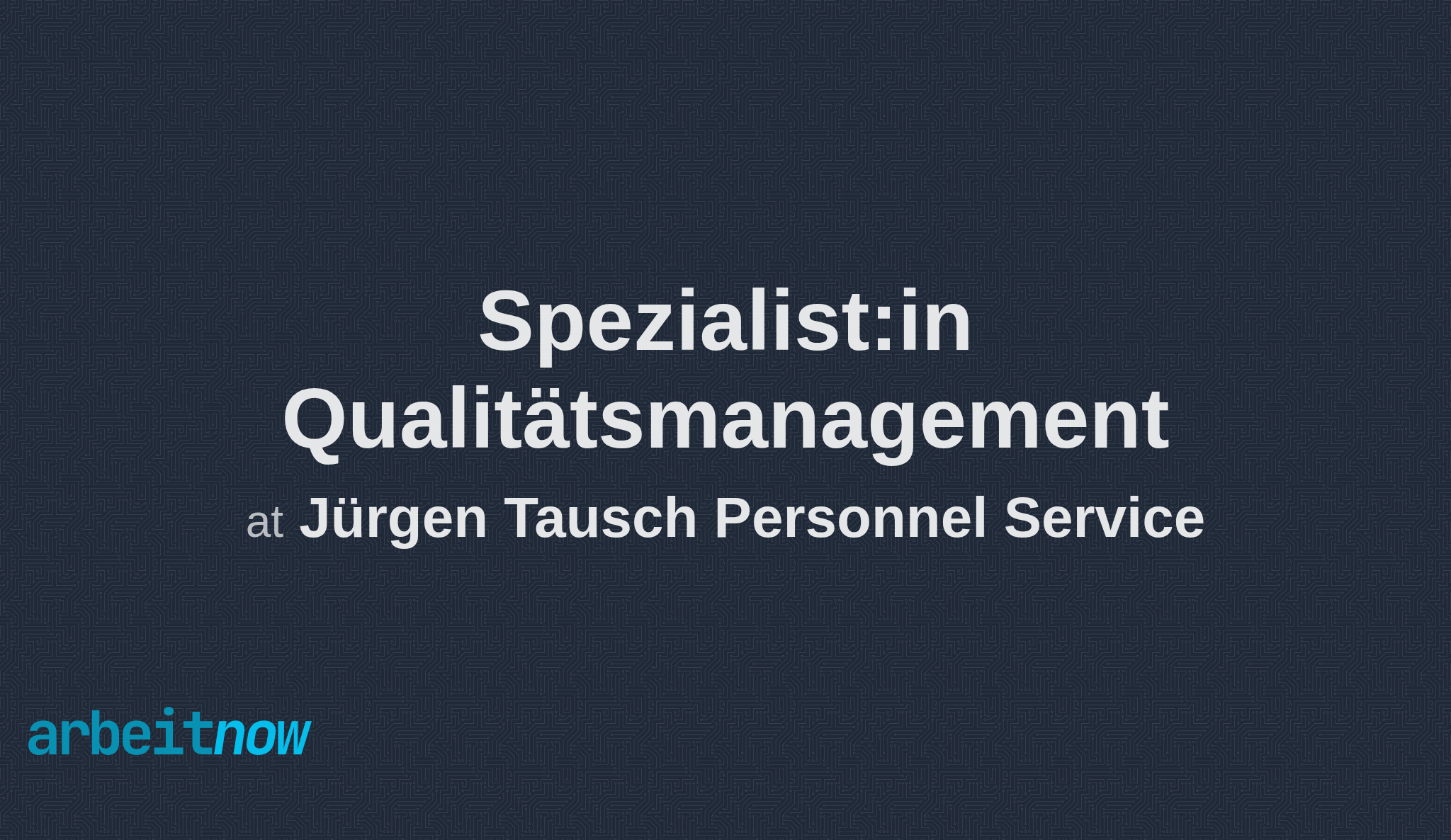 Spezialist:in Qualitätsmanagement job at Jürgen Tausch Personnel ...